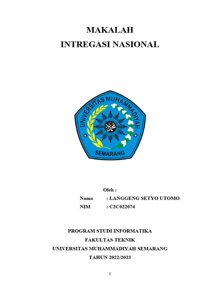 Makalah Integrasi Langgeng Setyo Utomo. | PDF
