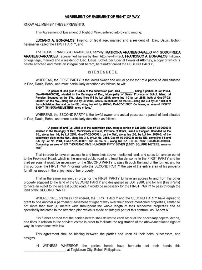 Right of Way Easement Agreement | PDF | Easement | Legal Concepts