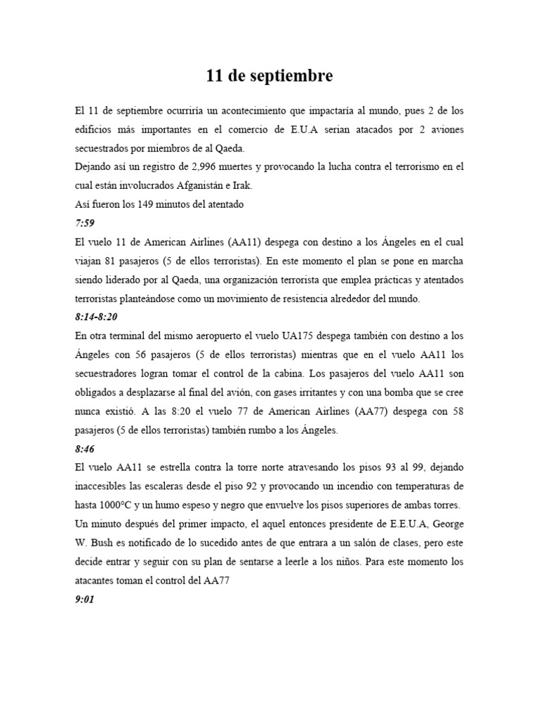 11 de Septiembre | PDF | Ataques del 11 de septiembre | Vuelo 77 de ...