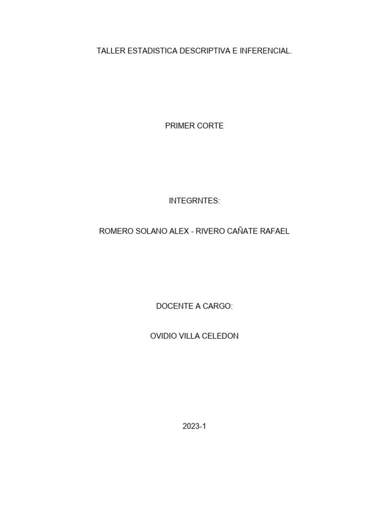 Taller Estadistica Descriptiva e Inferencial | PDF
