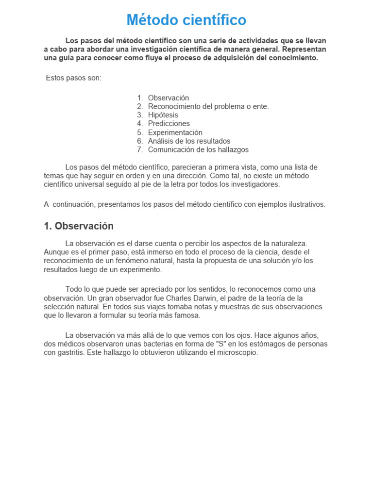 Pasos Del Método Científico | PDF