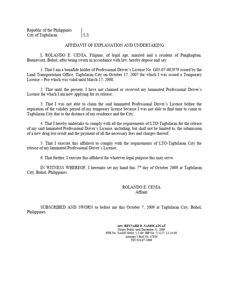 Undertaking - License | PDF