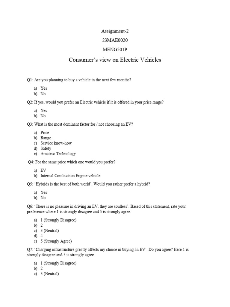 Assignment 2 Questionnaire | PDF