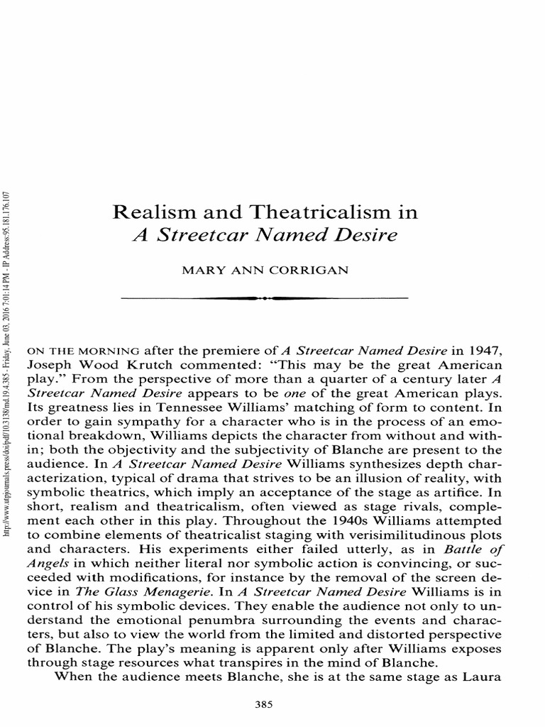 Realism in Streetcar | PDF