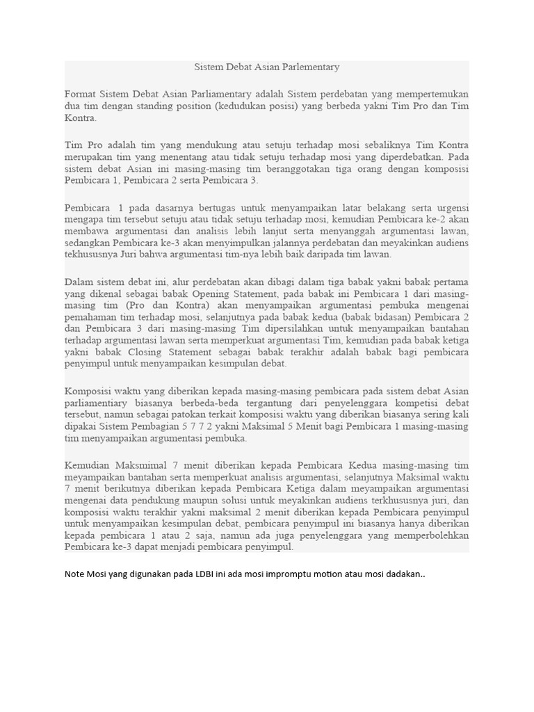 Format Debat Asia Parlementer | PDF