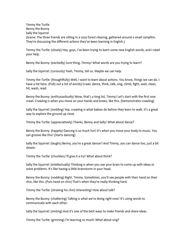 Timmy the Turtle Learns Actions | PDF