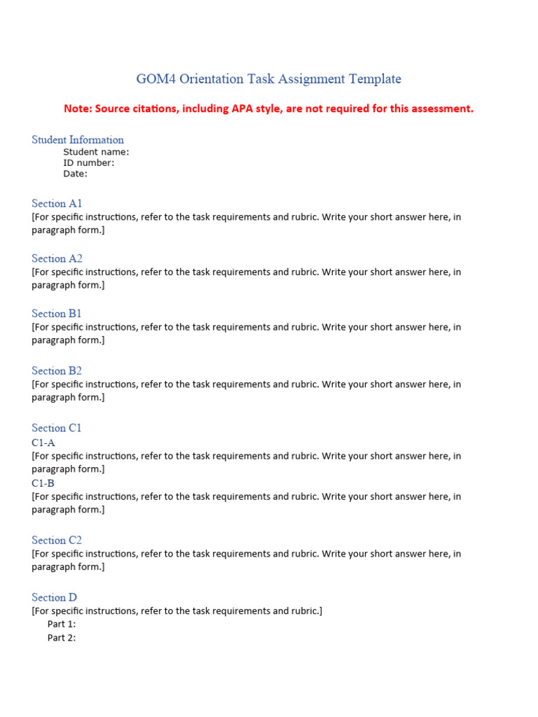 Orientation Task Template | PDF