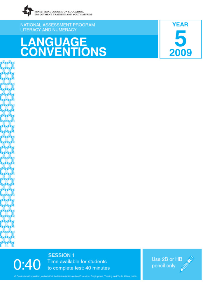 NAPLAN 2009 Final Test Language Conventions Year 5 | PDF
