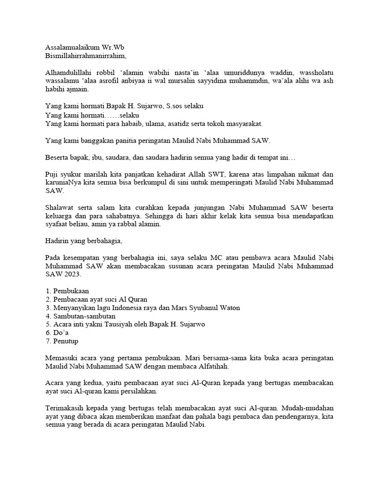 Teks MC Maulid Nabi 2 | PDF | Kajian Bahasa Asing | Seni