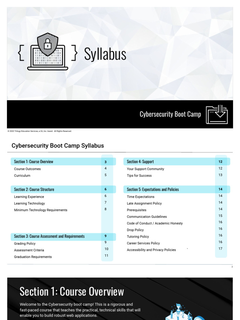 Cybersecurity Online Boot Camp Syllabus | PDF