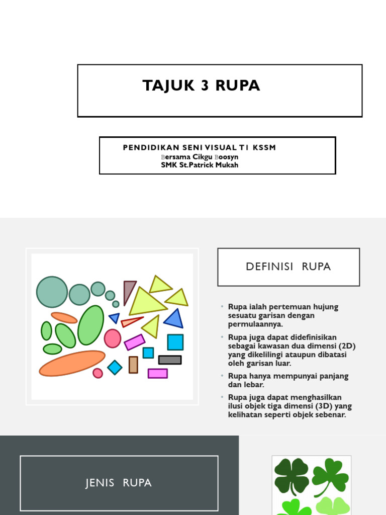 PSV T1 KSSM Tajuk 3 Rupa | PDF