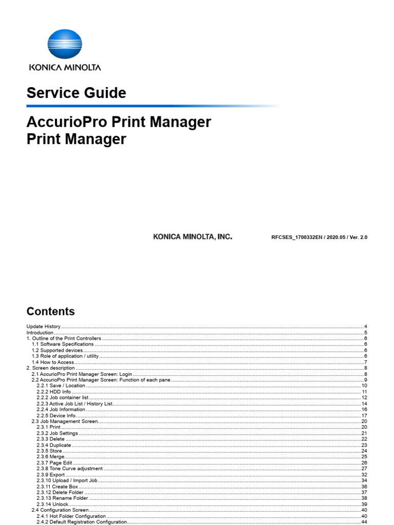 Accurio Pro Print Manager Service Guide | PDF | World Wide Web | Internet & Web
