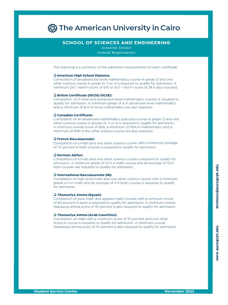 Auc Req | PDF | University And College Admission | High School Diploma