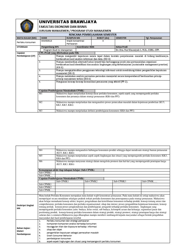 54. RPS OBE PERILAKU KONSUMEN | PDF