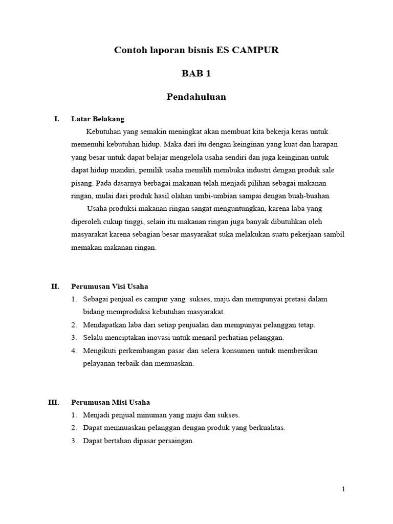 Laporan Bisnis Usaha Es Campur | PDF