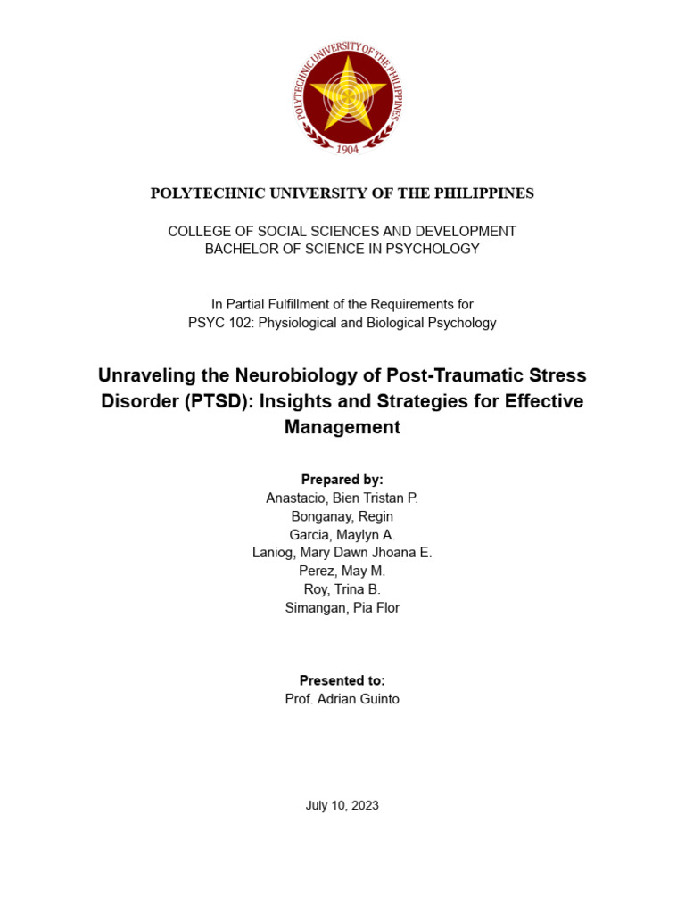 Case Study - PTSD Final Paper | PDF | Hypothalamic–Pituitary–Adrenal ...