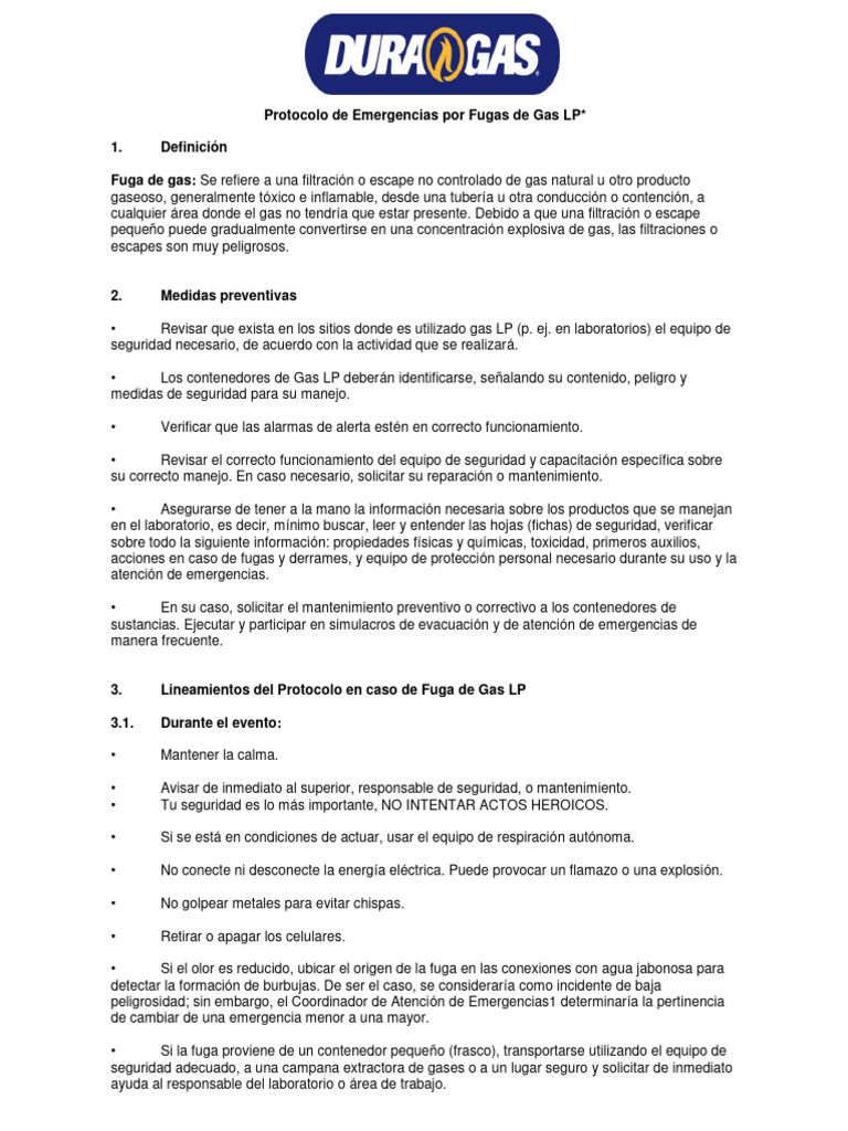 Protocolo de Emergencias Por Fuga de Gas L.P | PDF