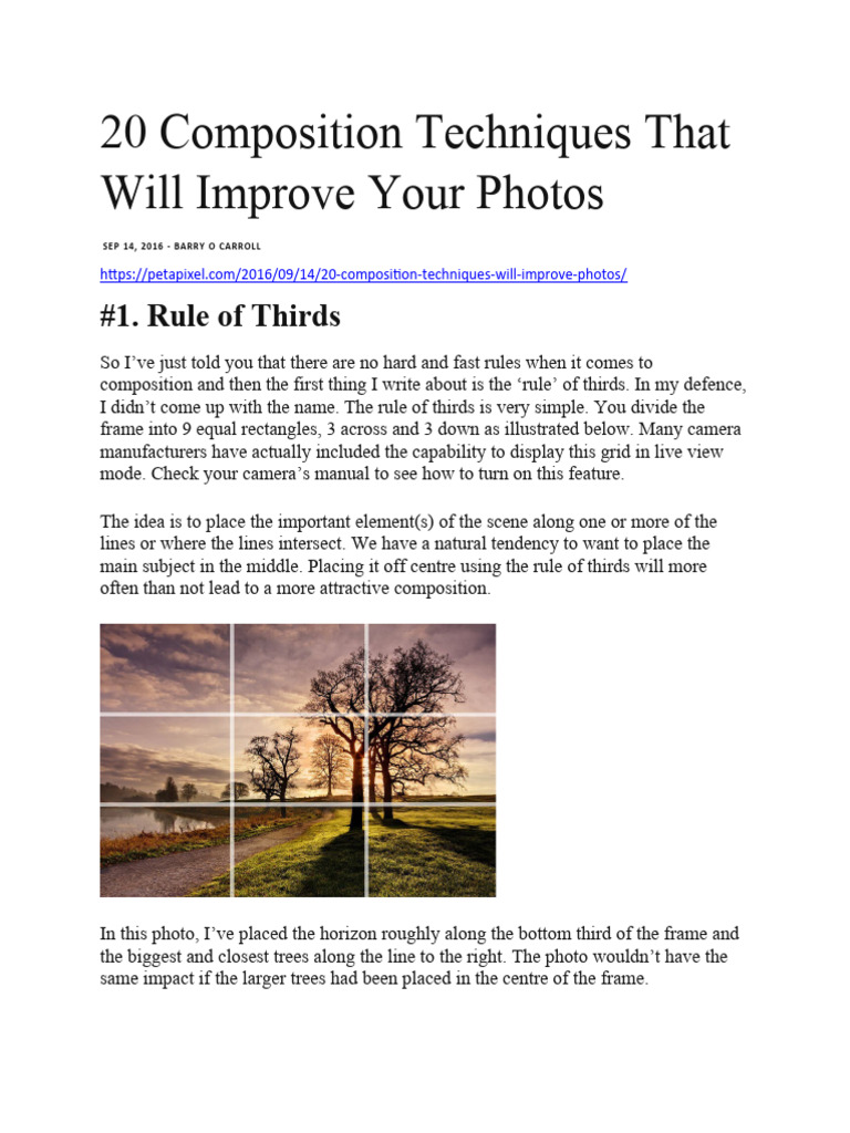20 Composition Techniques That Will Improve Your Photos | PDF ...