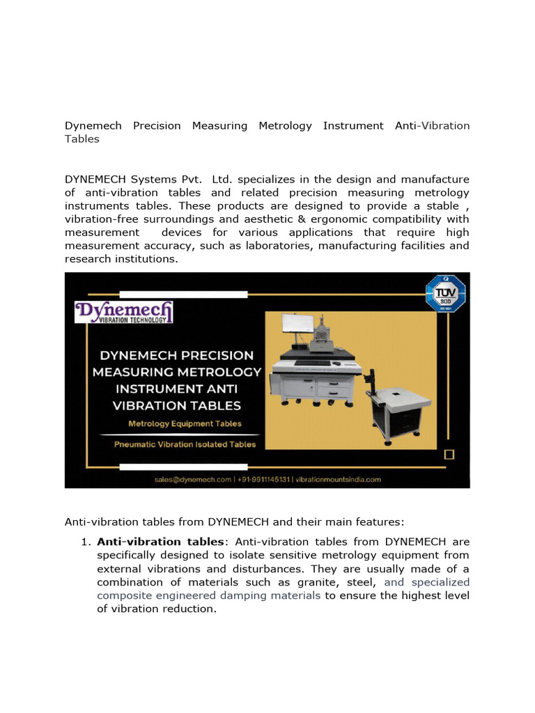 Precision Measuring Metrology Instrument Anti-Vibration Tables | PDF | Accuracy And Precision ...