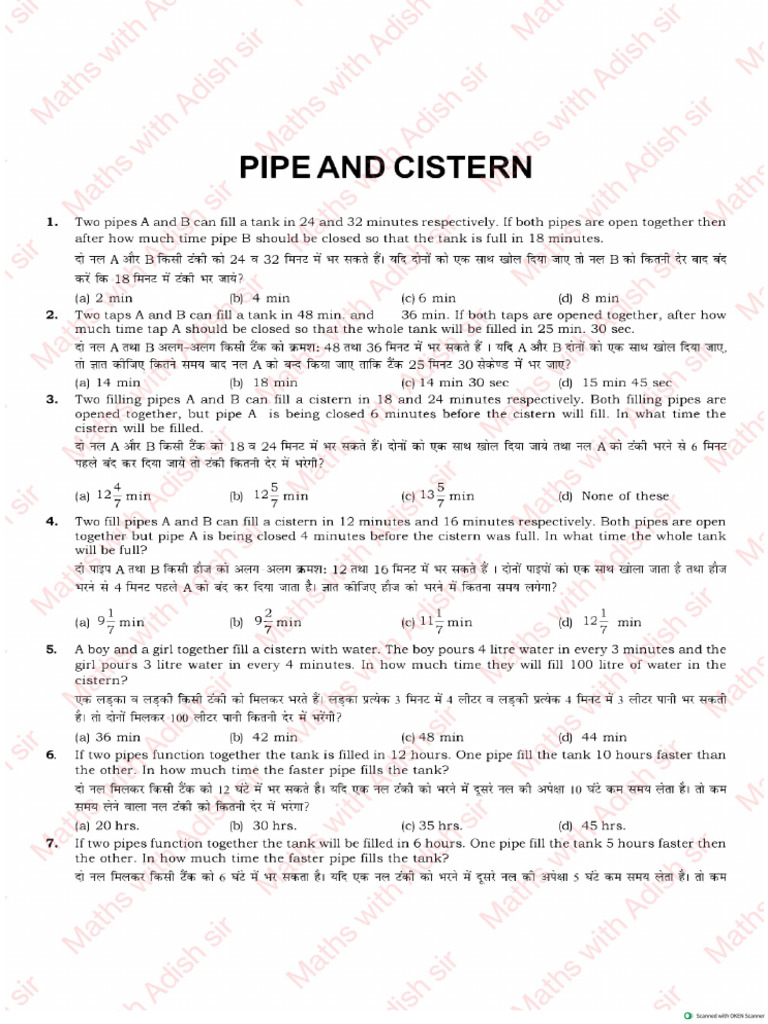 Pipe and Cistern. | PDF