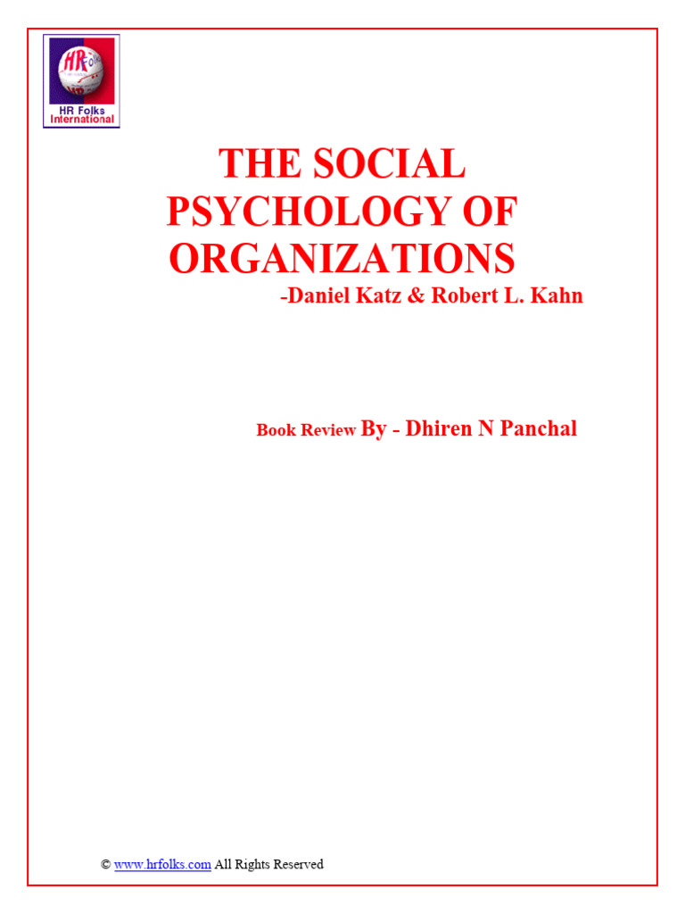 The Social Psychology of Organizations | PDF | System | Leadership