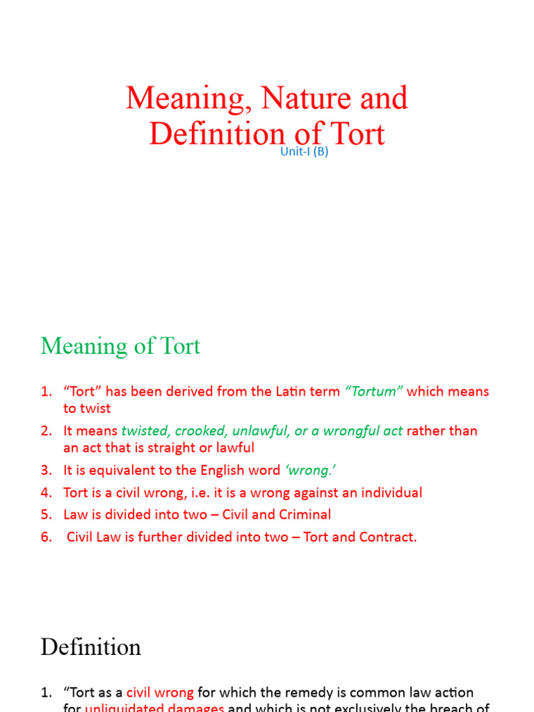 Understanding Tort: Definition and Essentials | PDF | Law