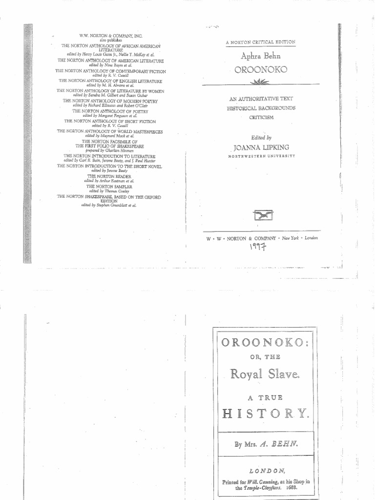 Behn Oroonoko | PDF