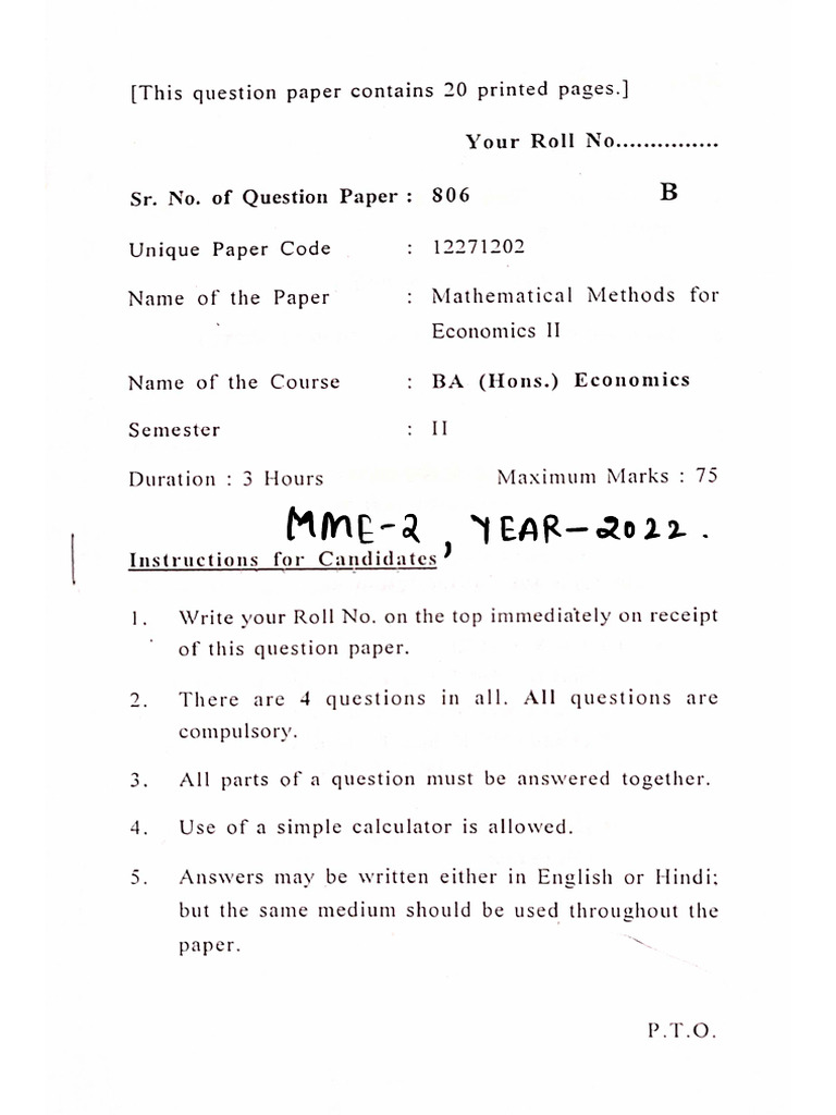 Intermediate MME Past Year | PDF | Mathematical Concepts | Mathematical Analysis