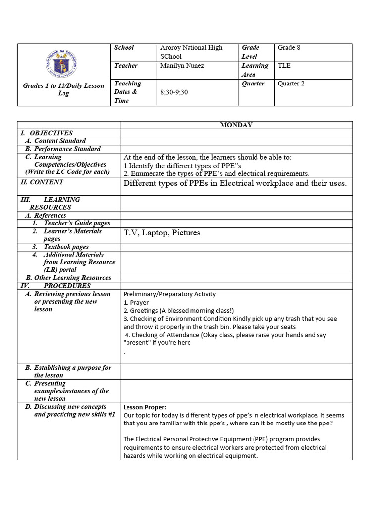 Daily Lesson Plan | PDF | Safety | Occupational Safety And Health