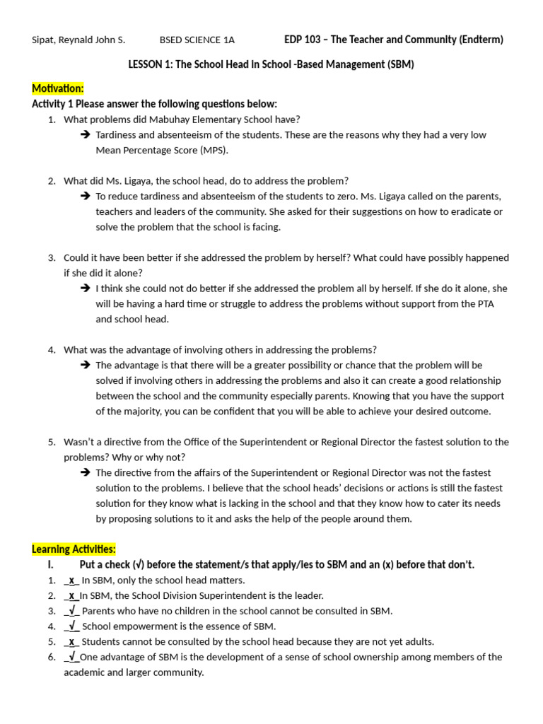 EDP 103 Module 3 Lesson 1 4 Sipat Reynald John S. BSED SCI 1A | PDF | Educational Assessment ...