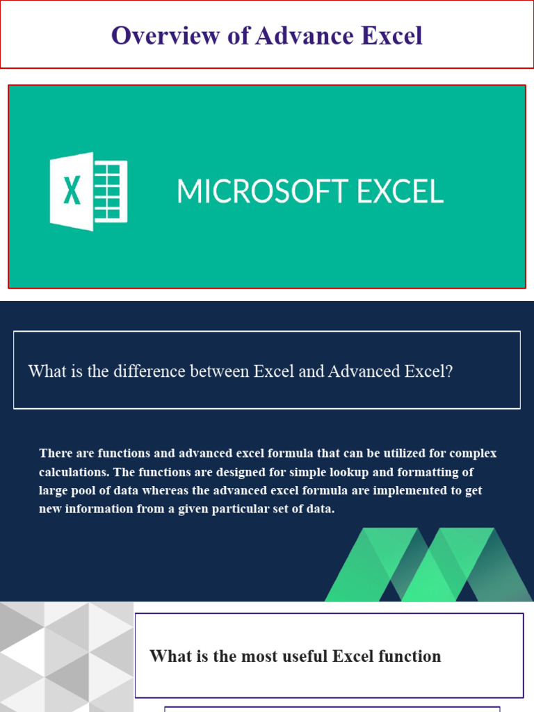 Overview of Advance Excel.9370995.powerpoint | PDF | Computers