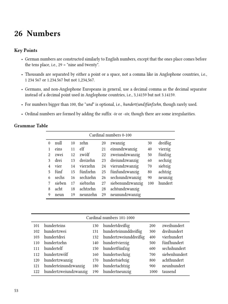 German Numbers | PDF | Lifestyle
