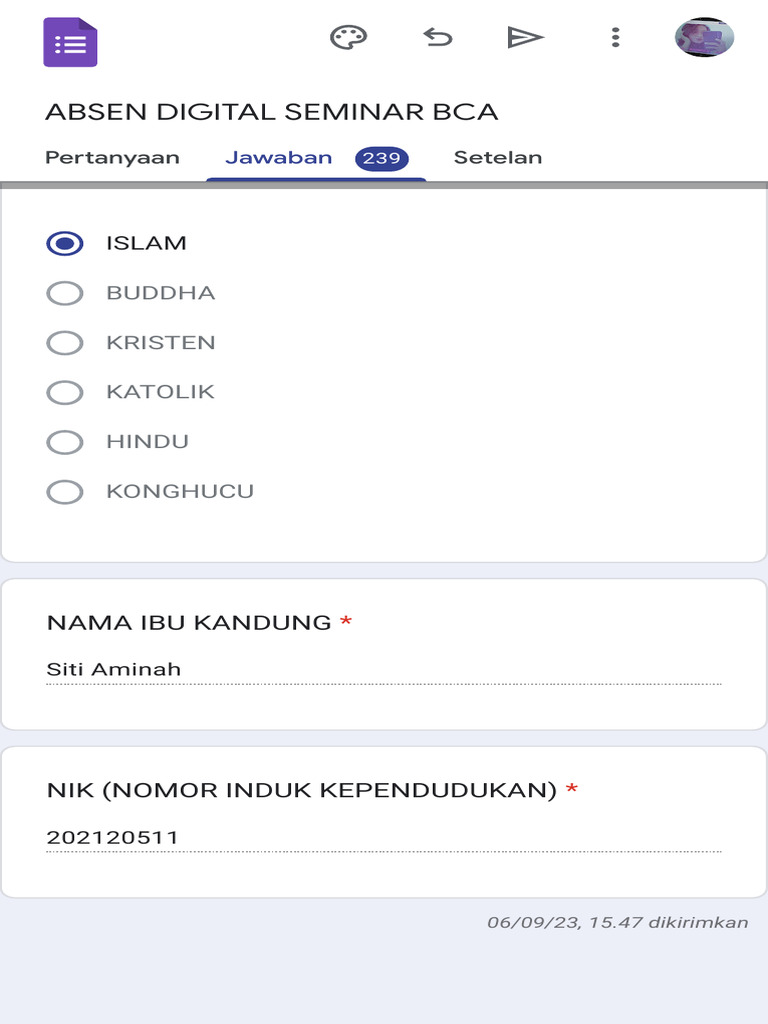 ABSEN DIGITAL SEMINAR BCA - Google Formulir | PDF