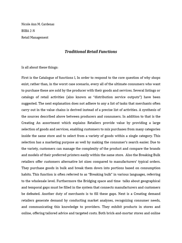 Traditional Retail Function | PDF | Retail | Goods