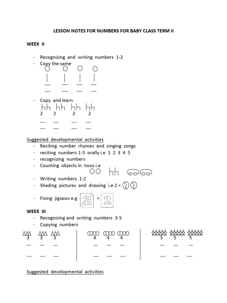 Baby Number Notes Term 2 | PDF