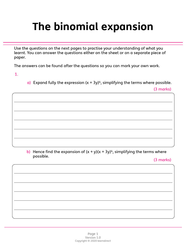 7.4.4 The binomial expansion | PDF | Abstract Algebra | Combinatorics