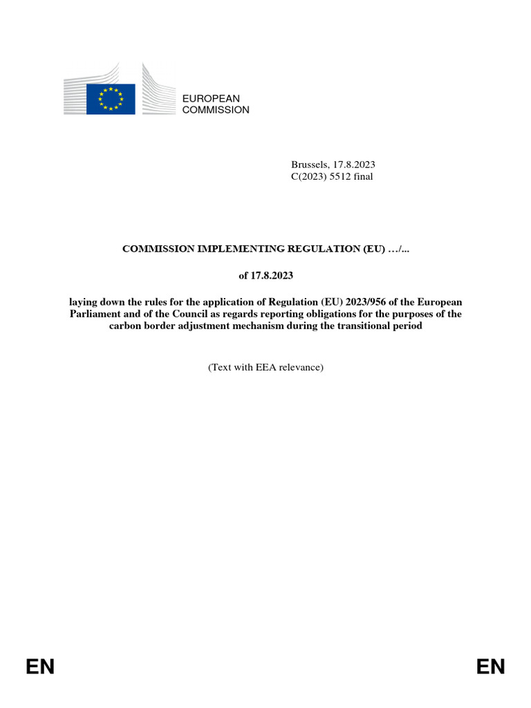 Cbam Transitional Period Implementing Regulation Pdf