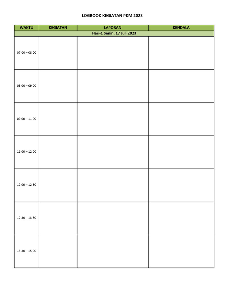 LOGBOOK KEGIATAN PKM 2023 | PDF
