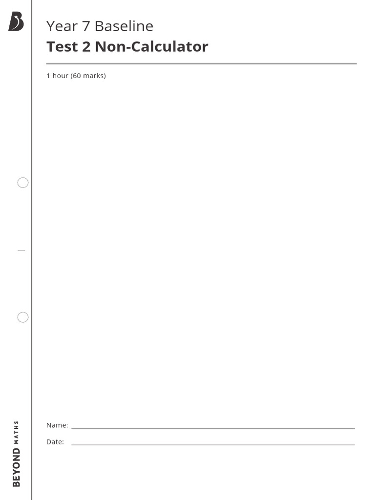 Year 7 Maths Baseline Test | PDF | Length | Mathematics