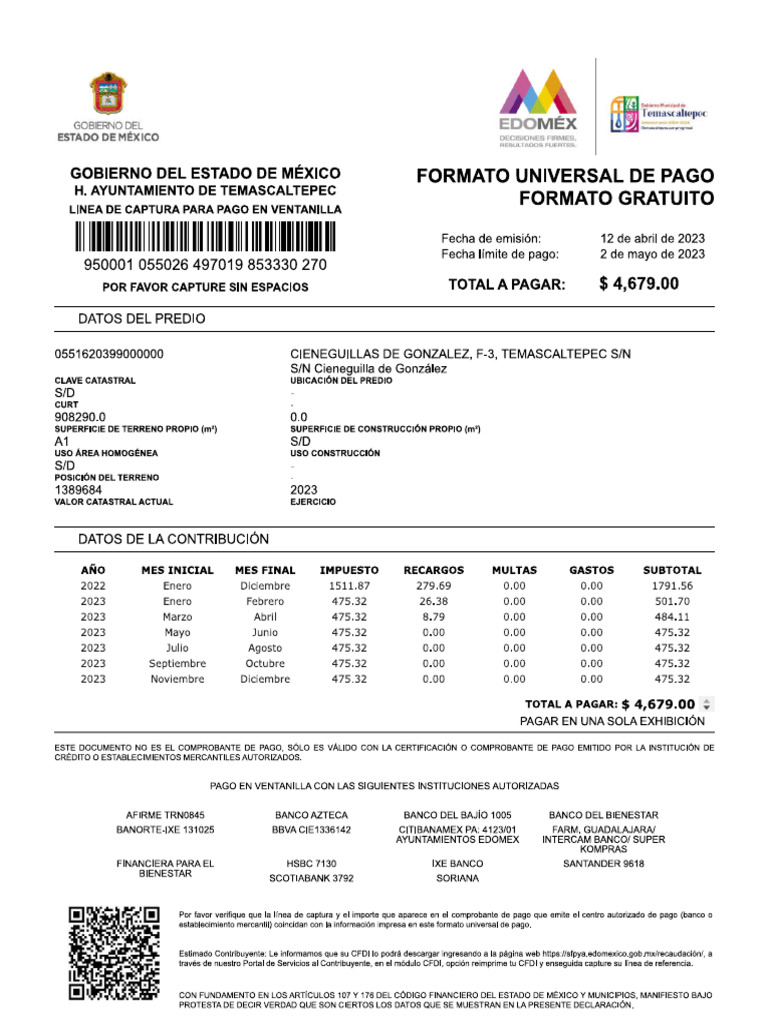 3 GRANDE-Formato Universal de Pago Predial | PDF