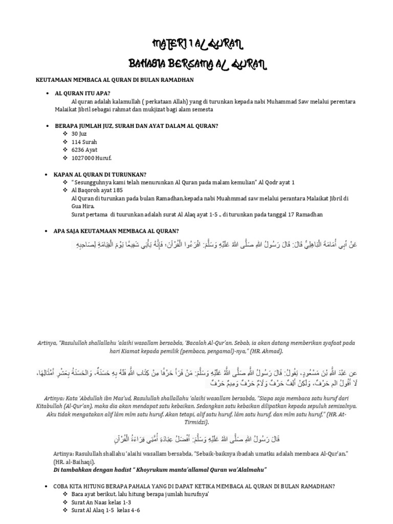 Keutamaan Membaca Al Quran Di Bulan Ramadhan Pdf