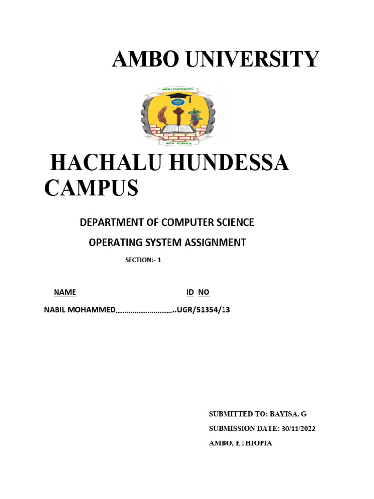 Ambo University: Hachalu Hundessa Campus | PDF