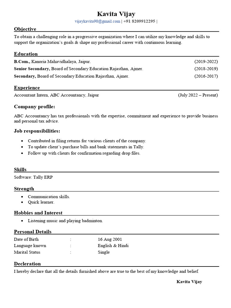 KAVITA FINAL RESUME | PDF