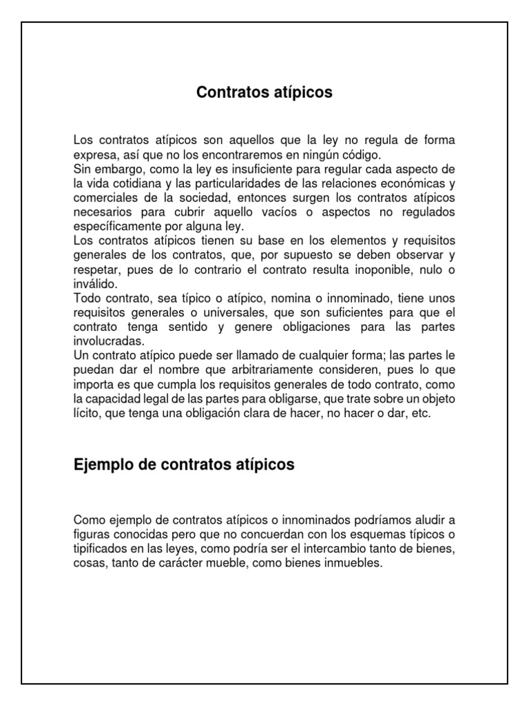 Contrato Atípico, Leasing y Ejemplo | PDF