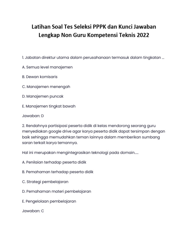 Contoh Soal PPPK Teknis | PDF