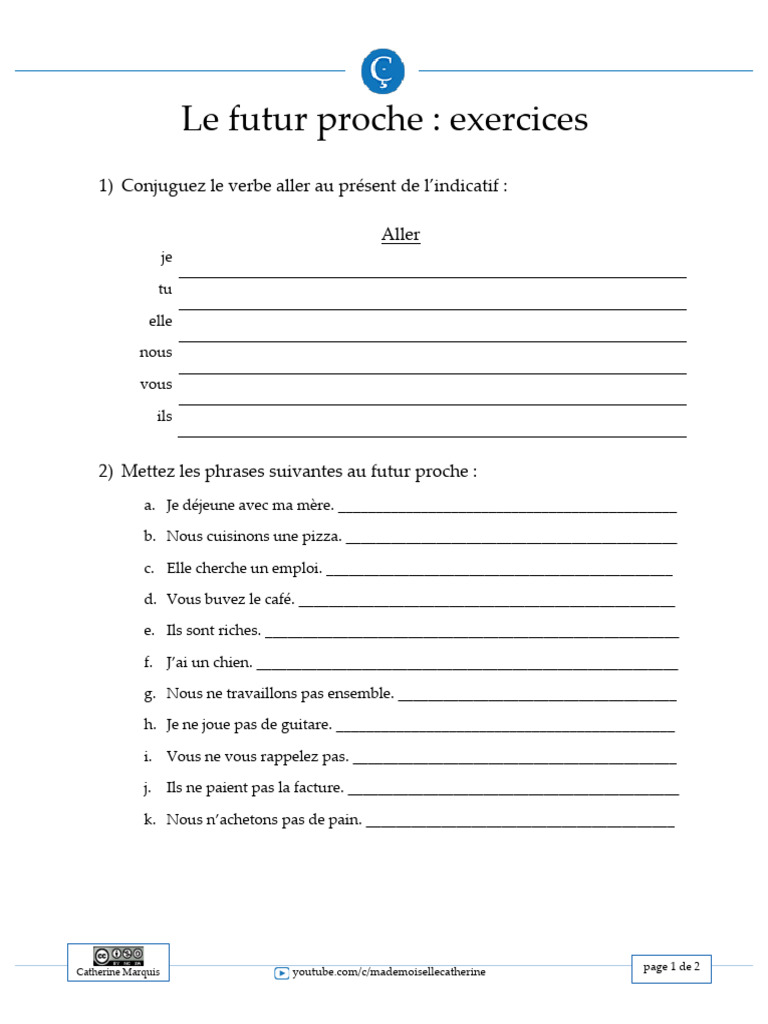 Exercices sur le futur proche en français | PDF