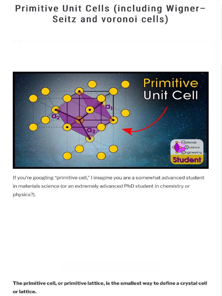 Primitive Unit Cells - MSEstudentCom | PDF | Applied And Interdisciplinary Physics | Mineralogy