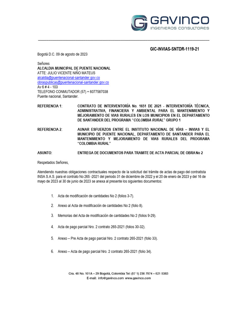 Gic-Invias-sntdr-1119-21 - Entrega de Documentos Para Tramite de Acta ...