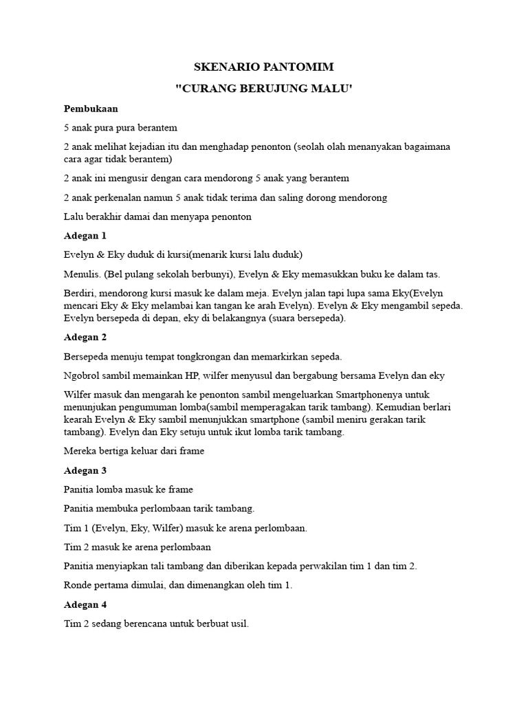 Drama Pantomim: Curang Berujung Malu | PDF | Seni