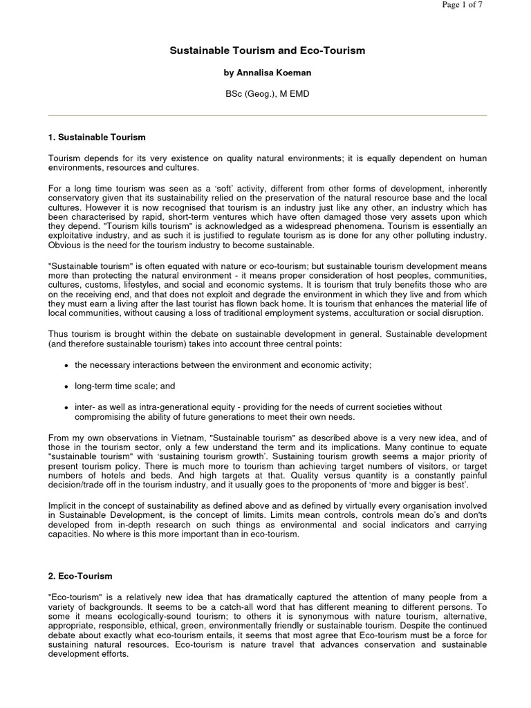 Understanding Sustainable Tourism | PDF | Sustainability | Tourism